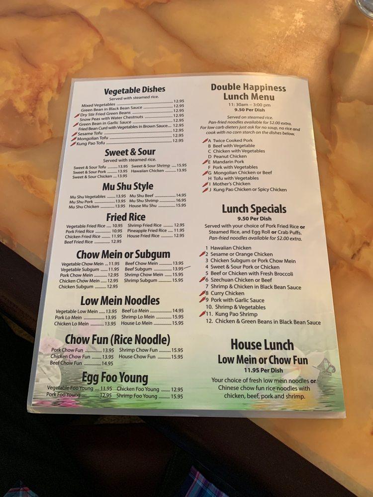 Menu at Double Happiness Chinese Restaurant, Bend, NE Hwy 20 #102