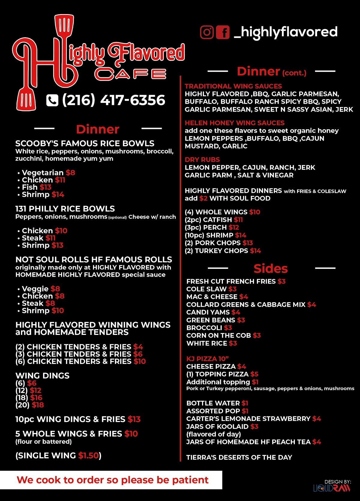 Menu at HIGHLY FLAVORED CAFE AND CATERING, Cleveland