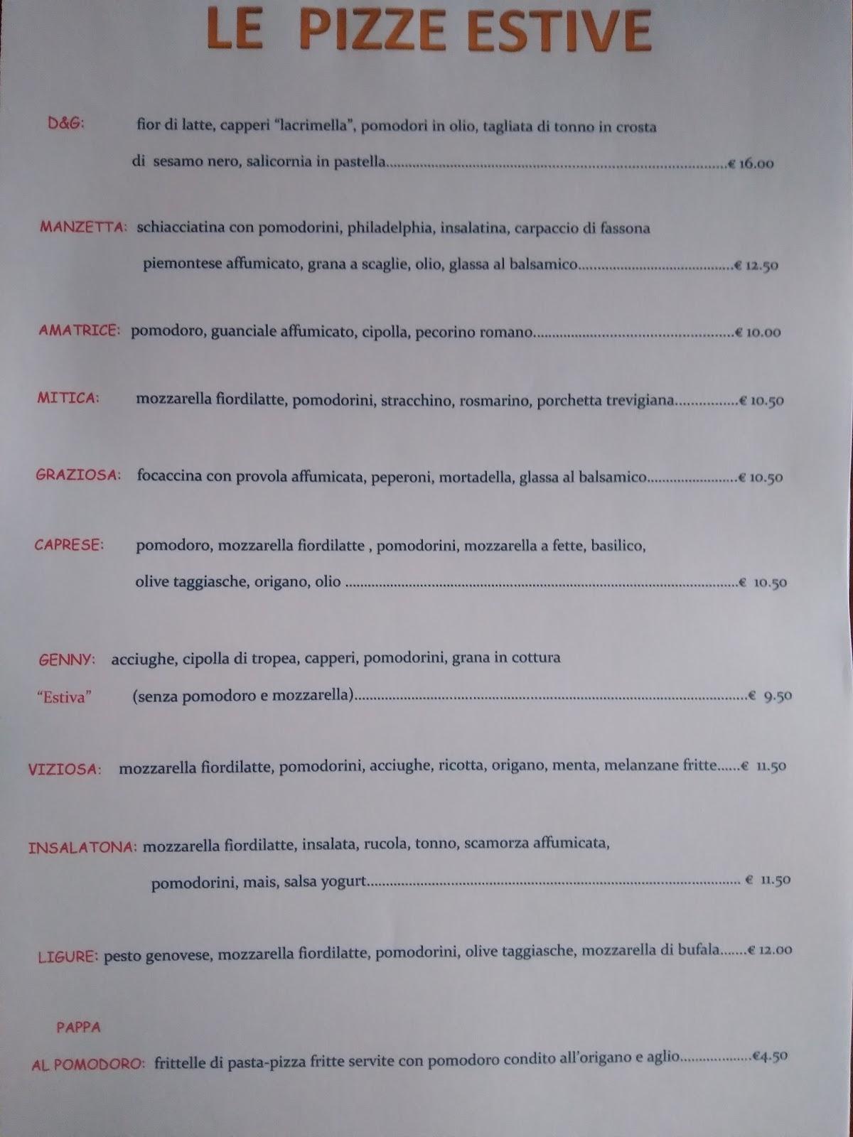 Menu da Hugo Pizza pizzeria, Piazzola sul Brenta