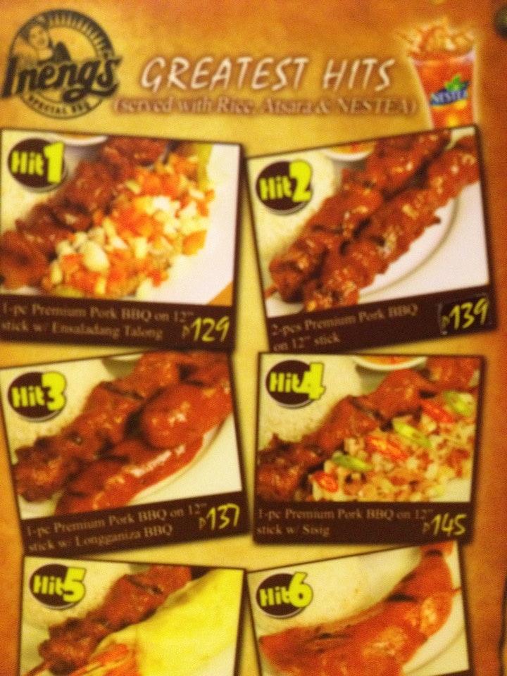 Menu at Ineng's Special BBQ- Paco Roman Street former VM8 grocery ...