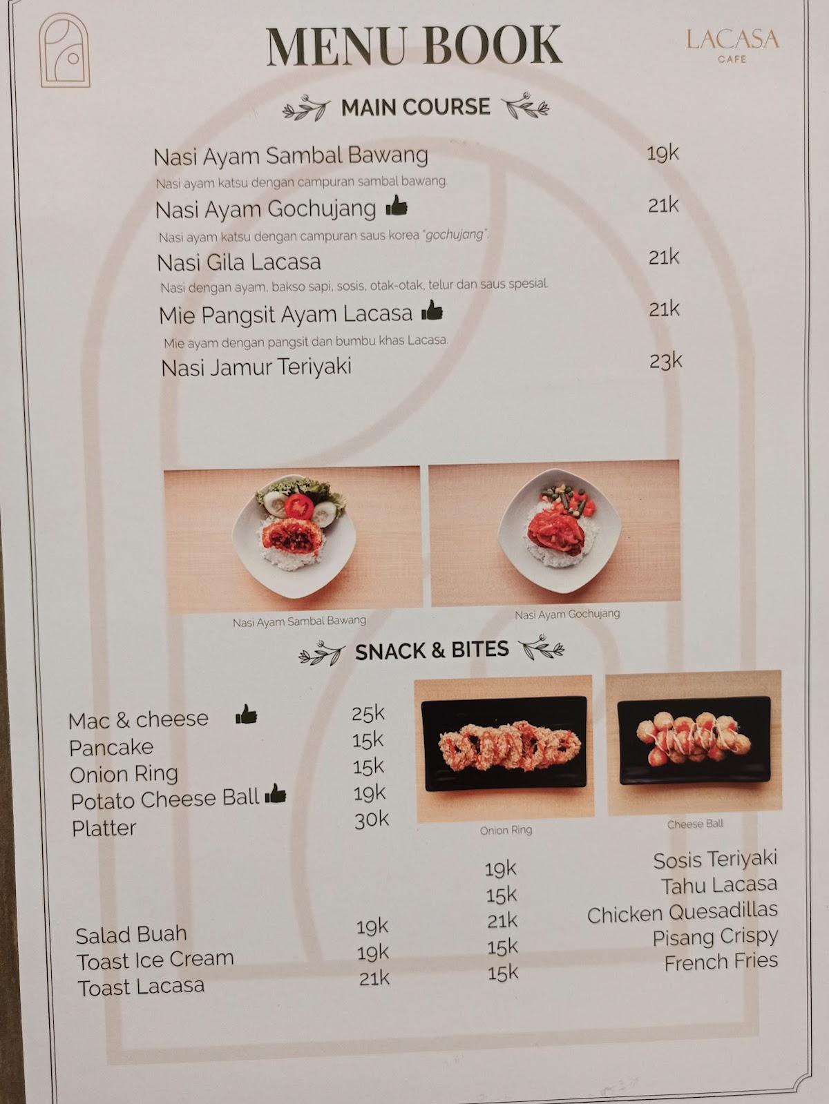 Menu at Lacasa Cafe, Sidoarjo