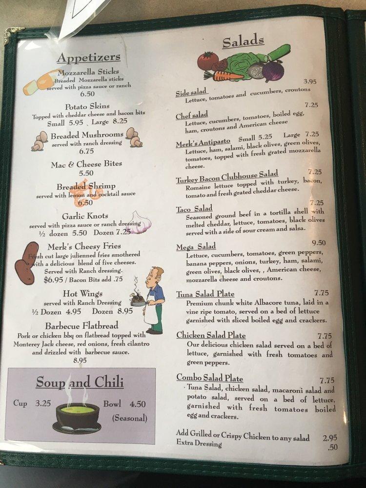 Menu at Merk's Place pizzeria, Farmville, W 3rd St