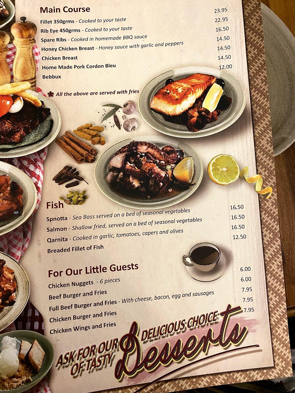 Menu at Mgarr United Bar & Restaurant, Mgarr