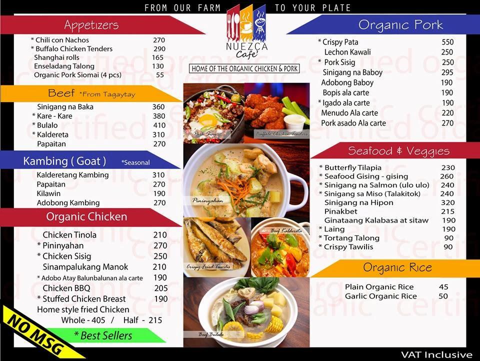 Carta de Nuezca Cafe, Ciudad Quezon
