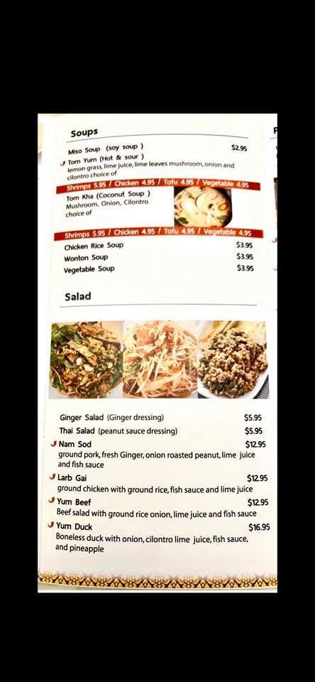 Menu at Ploy Thai Sushi restaurant, Brandon