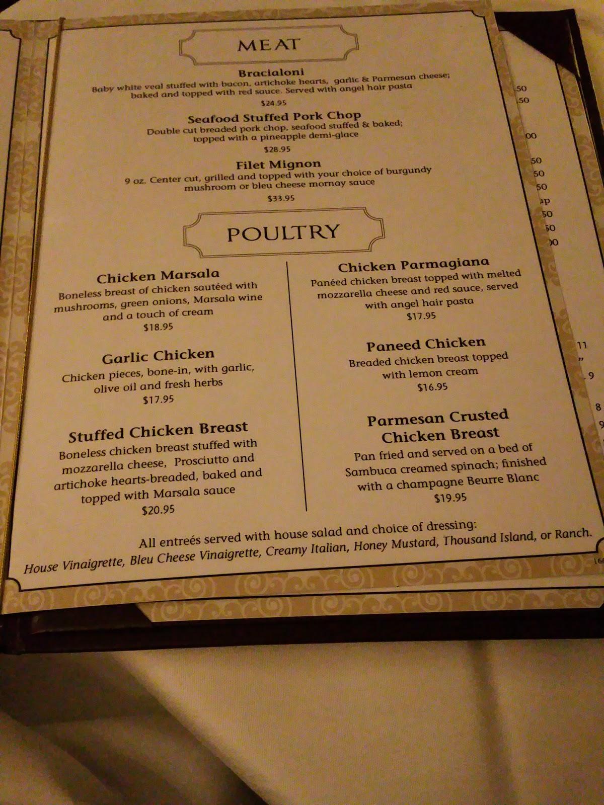 Menu at Vincent's restaurant, Metairie, Chastant St