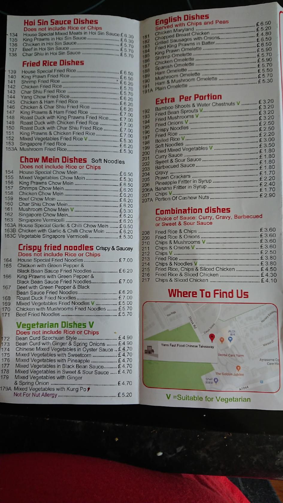 Menu at Yarm Fast Food, Yarm