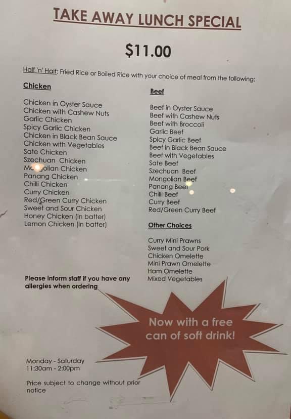 Menu at Asian Pearl Chinese Restaurant, Glenmore Park