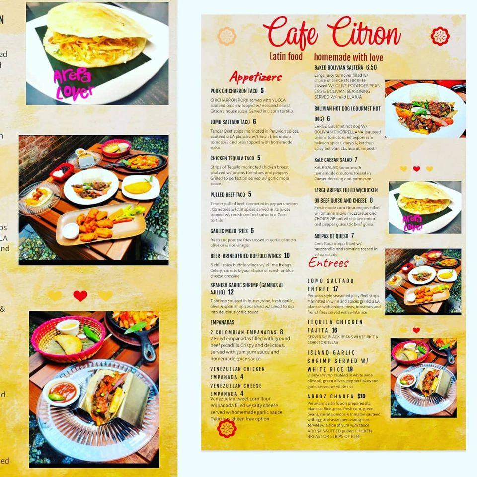 Menu at Cafe Citron, Washington