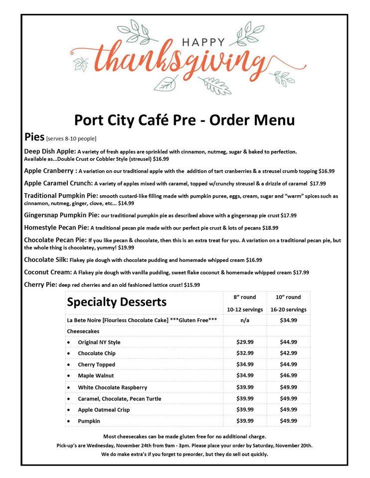 Menu at Port City Cafe & Bakery, Oswego