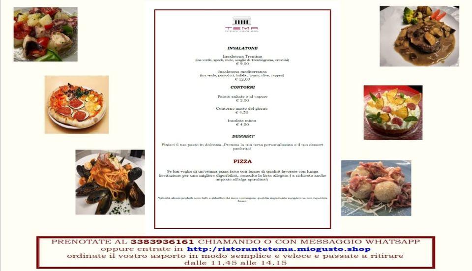 Menu da Ristorante Pizzeria Tema, Rovereto