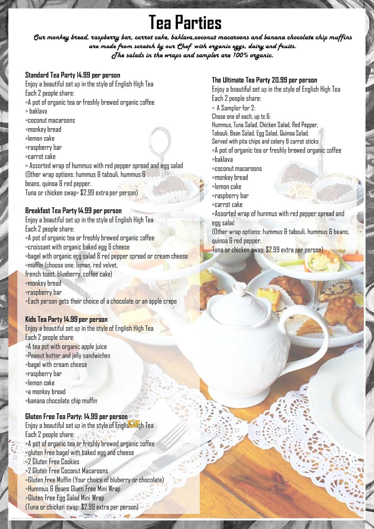 Menu at Sana & Sadia's Mediterranean Cafe, Egg Harbor Township