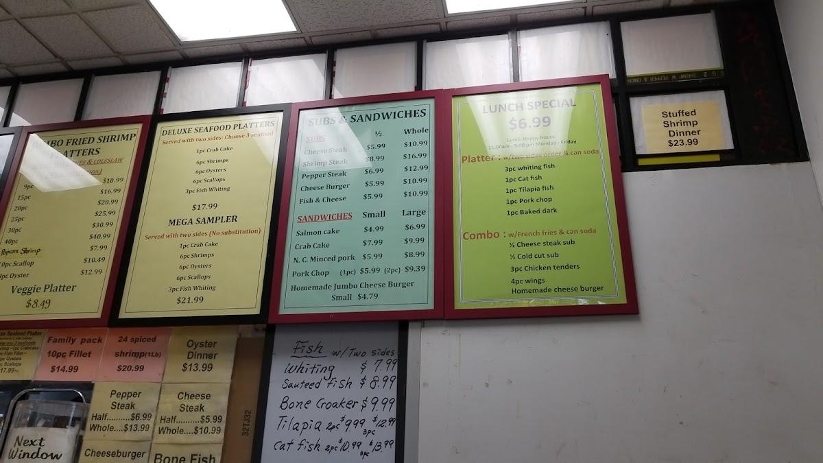 Menu at Suburban Seafood restaurant, Capitol Heights