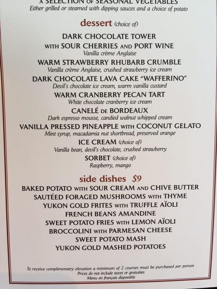 Menu at 360 The Restaurant at the CN Tower, Toronto