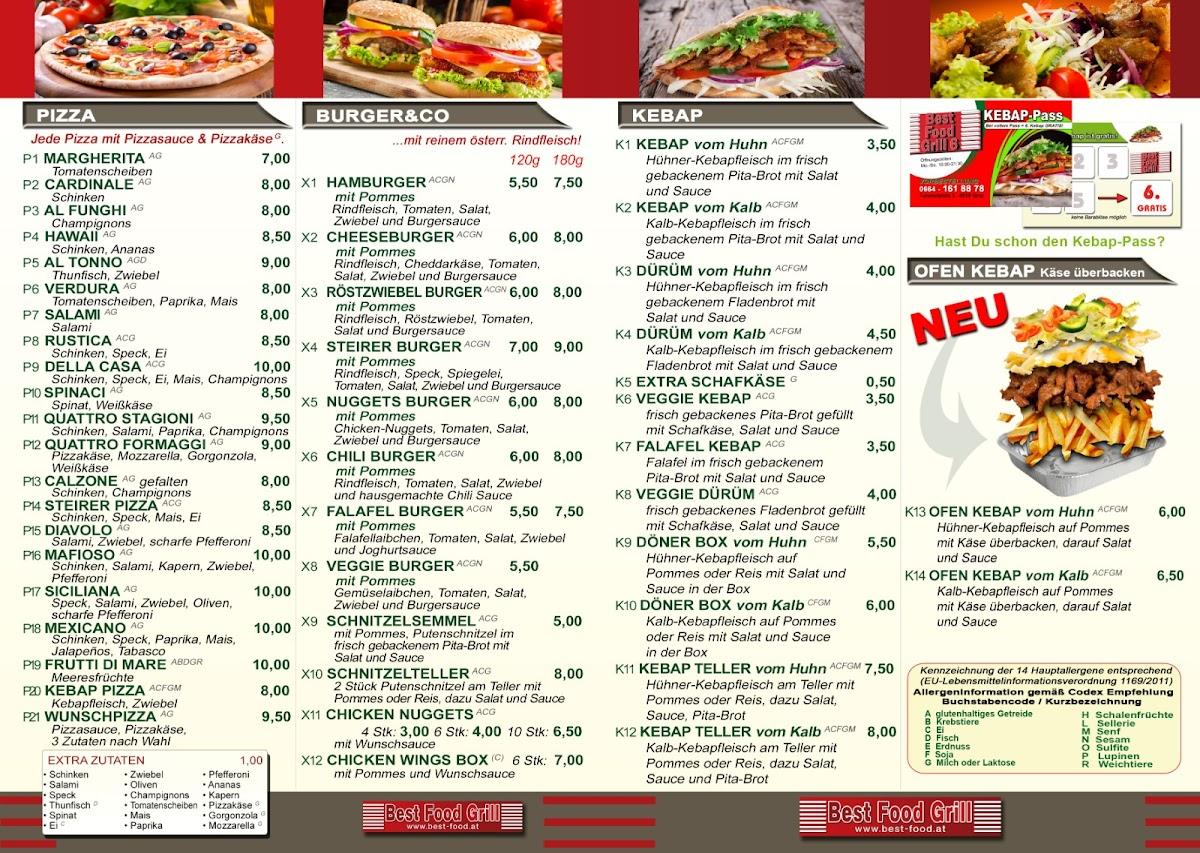 Menu at Best Food Grill 6 restaurant, Graz