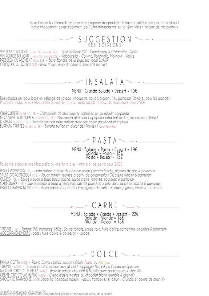 Menu au Caffè VERGNANO restaurant, Quetigny