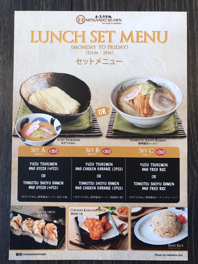 Menu at MITSUYADO SEIMEN restaurant, Cebu City