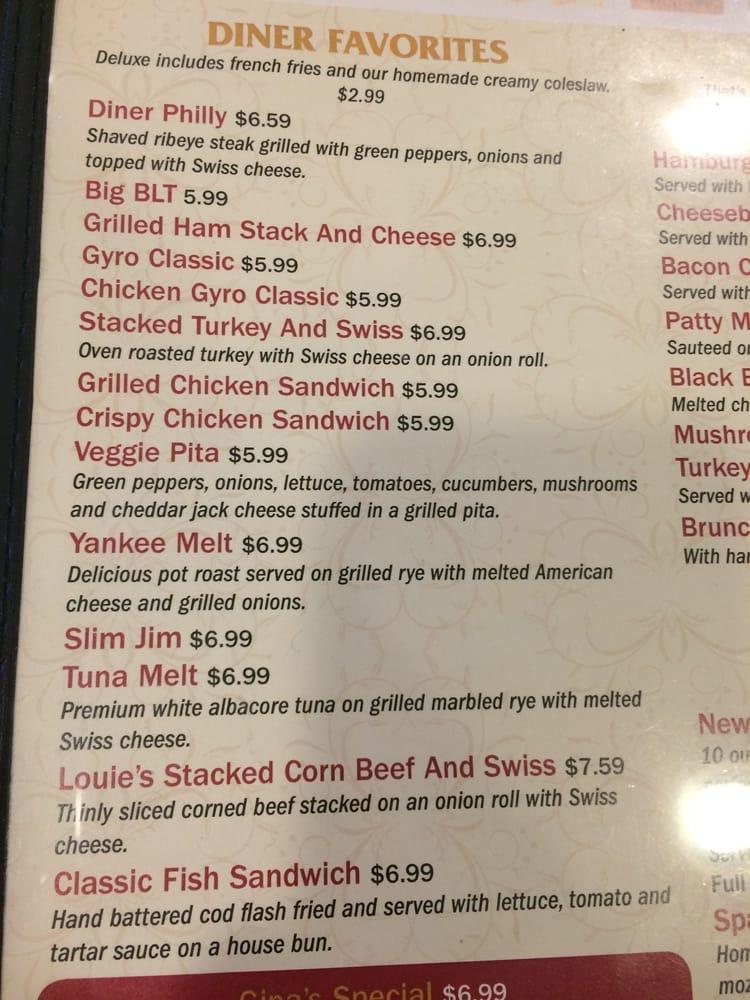 Menu at Oak Diner restaurant, Royal Oak