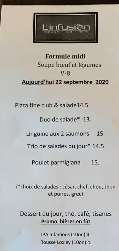 Menu at Resto L'infusion - Café Bistro, Sainte-Marie