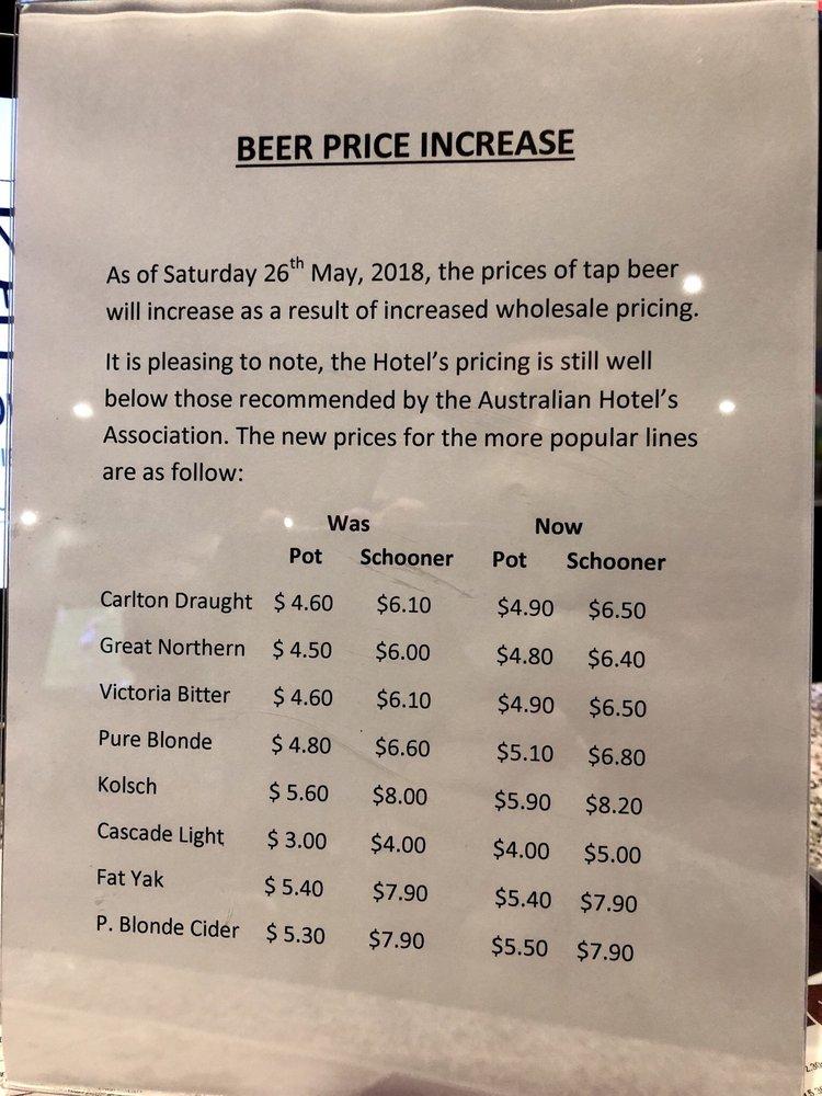 Menu at Templestowe Hotel restaurant, Templestowe Lower