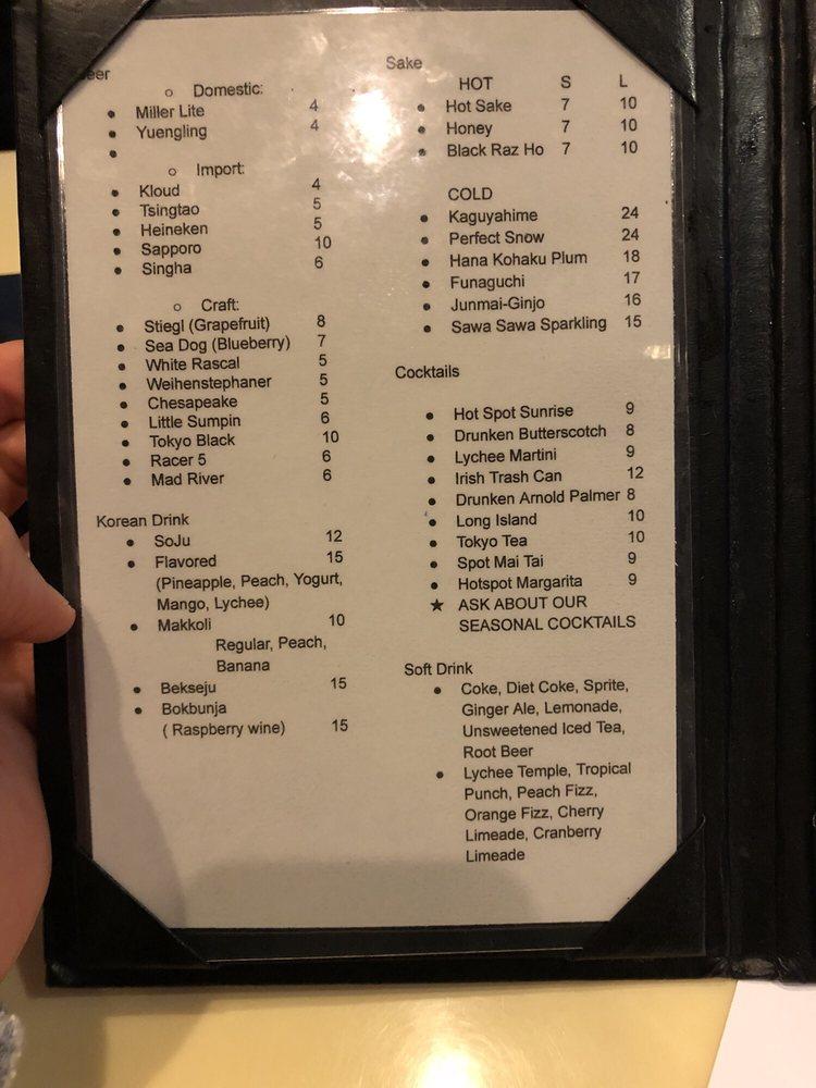 Menu at Hot Spot restaurant, Fairfax, Old Pickett Rd