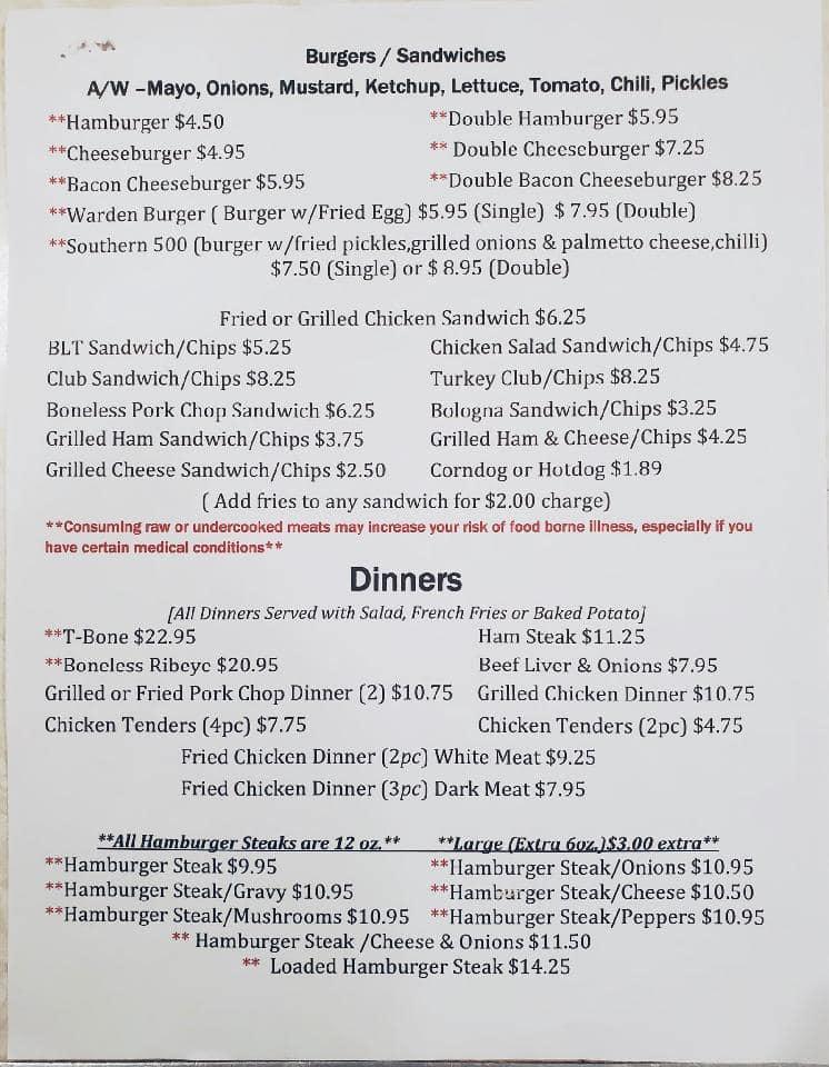 Menu at Raceway Grill pub & bar, Darlington