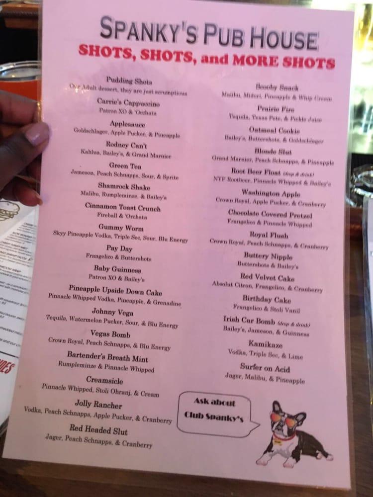 Menu at Spanky's Pub House, Myrtle Beach
