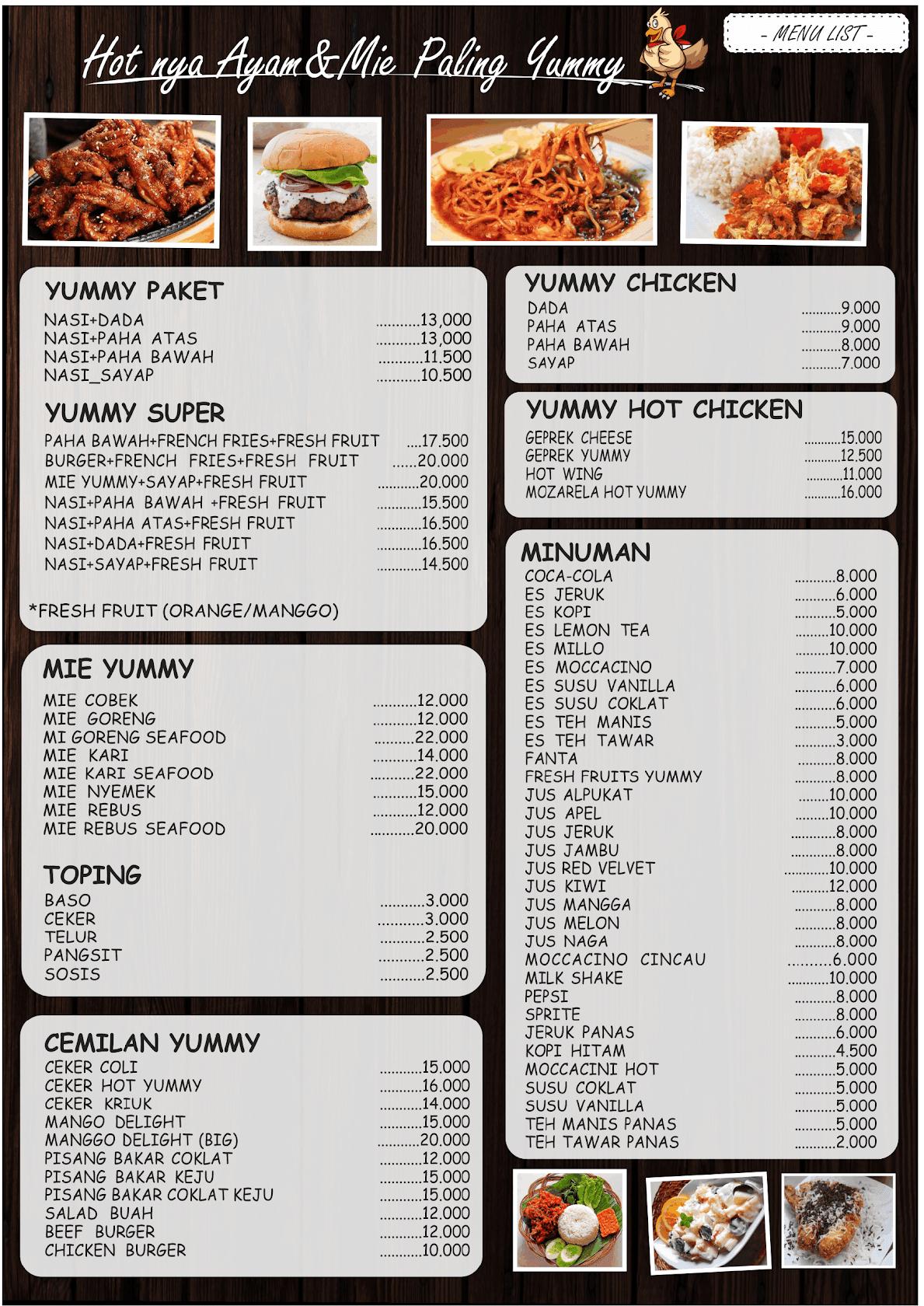 Menu at Yummy Chicken restaurant, Sukabumi
