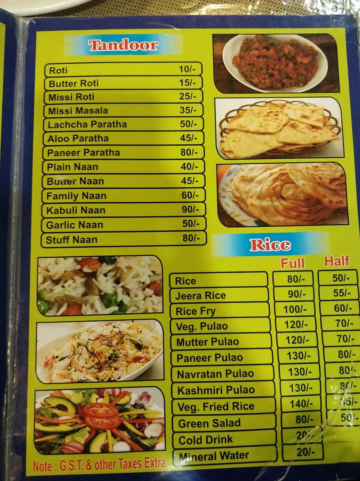 Menu at Maruti Food Plaza, Agra