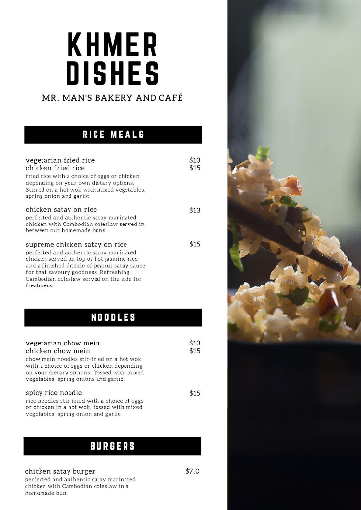 Menu at Mr Man's Bakery and Cafe, Ashburton