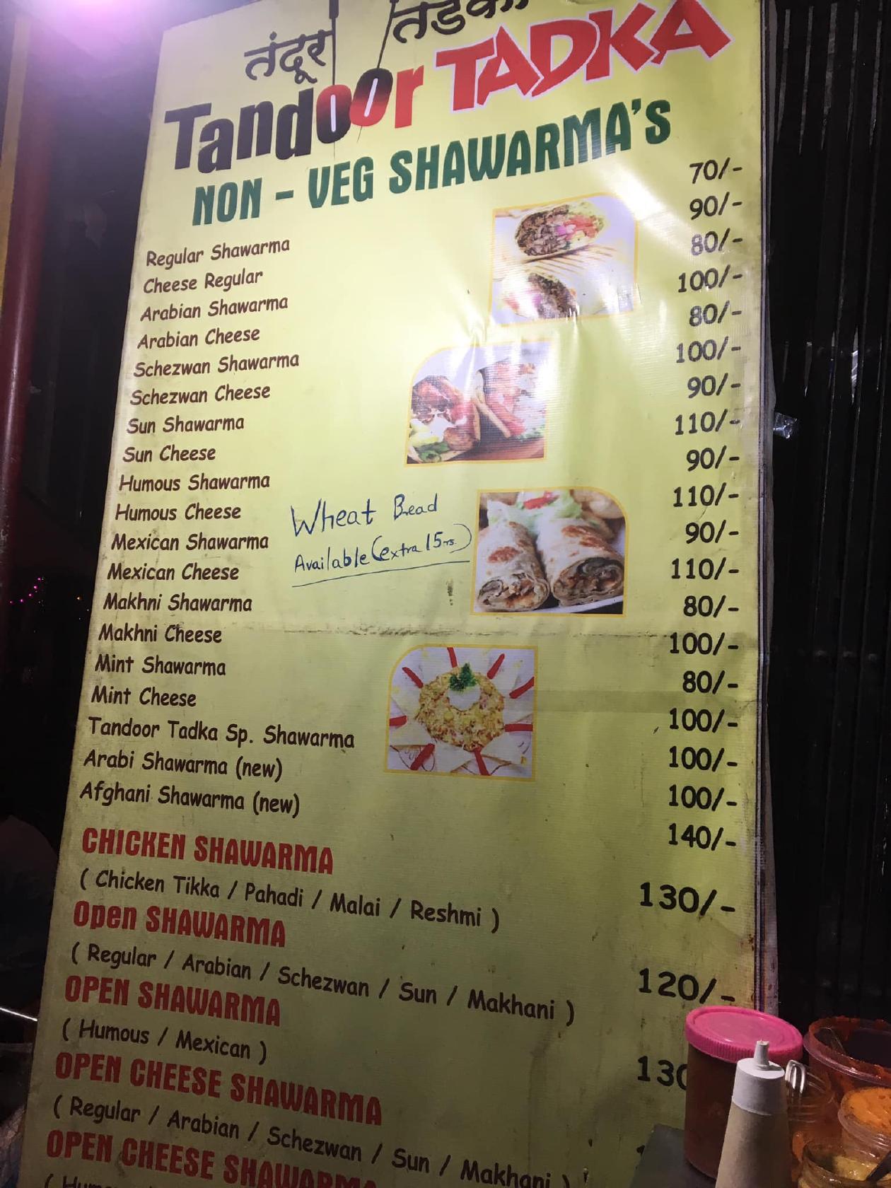 Menu at Tandoor Tadka Shawarma, Mumbai, Shop Number.1