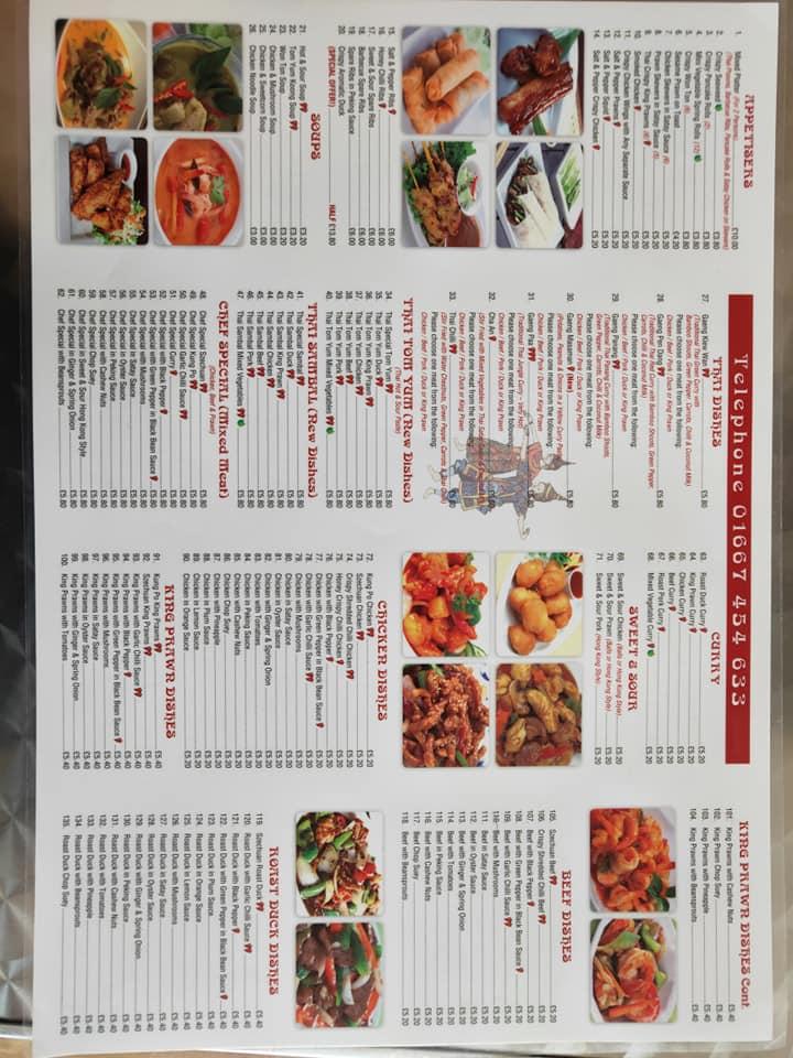 Menu at Thai Cottage fast food, Nairn