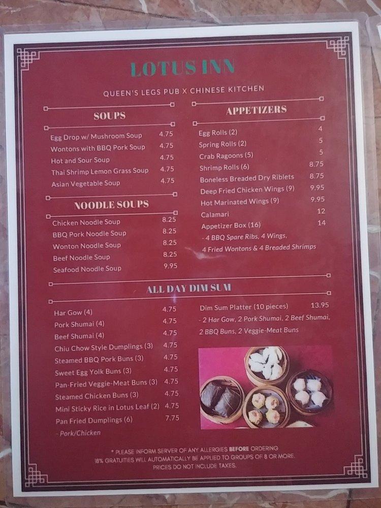 Menu at The Queen’s Legs Local Pub, Toronto