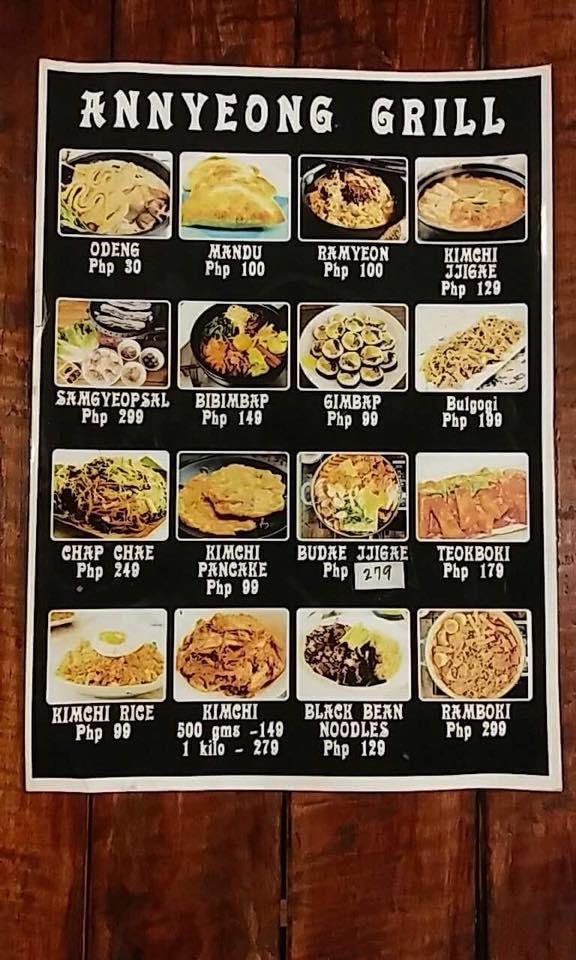 Menu at Annyeong Grill restaurant, Alaminos, 5X2P+666