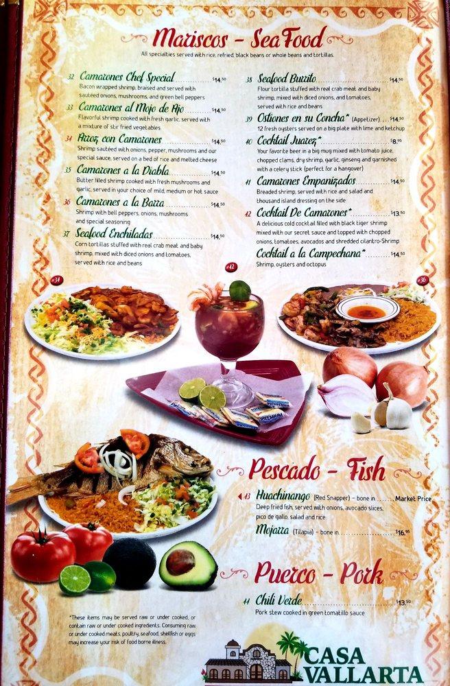 Menu at Casa Vallarta pub & bar, Aurora