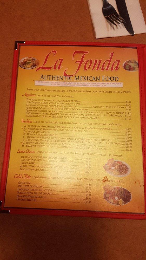 Menu at La Fonda Mexican Restaurant, Mesquite