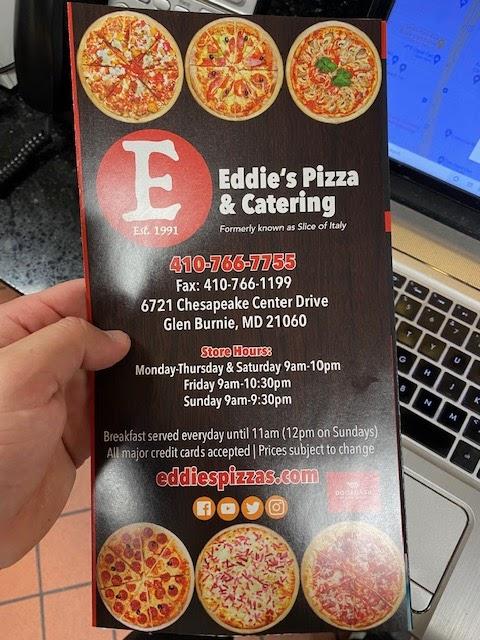 Menu at Eddies Pizza & Catering restaurant, Glen Burnie