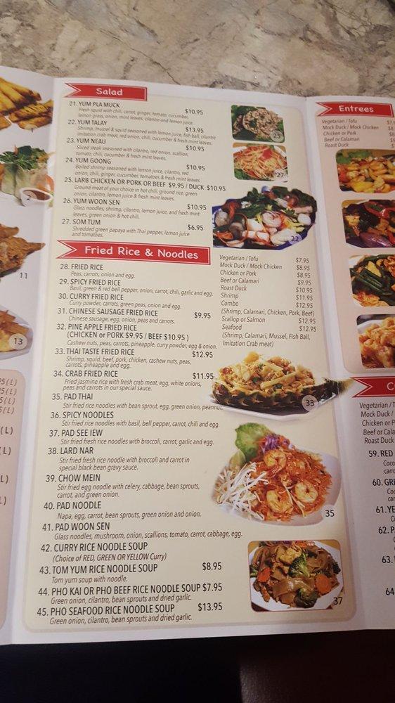 Menu at Thai Taste 2 restaurant, Bonita