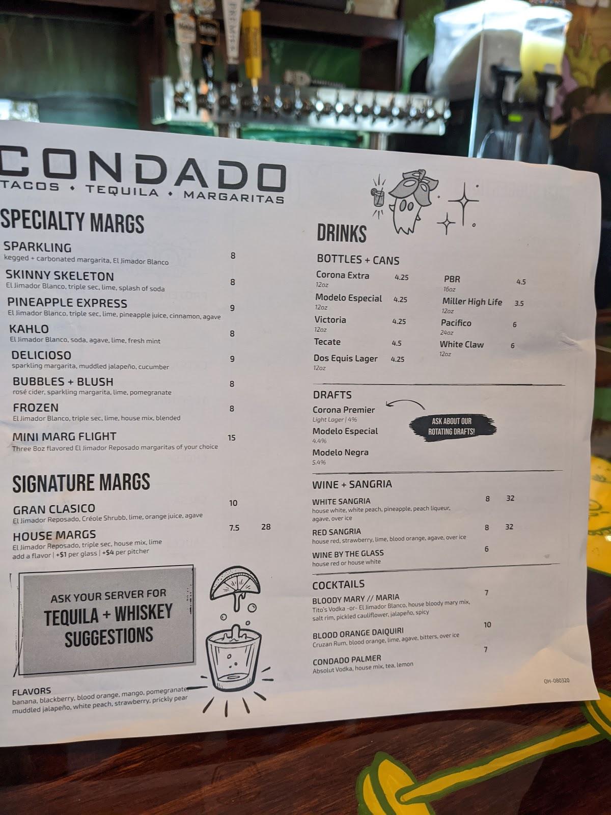 Menu at Condado Tacos pub & bar, Strongsville