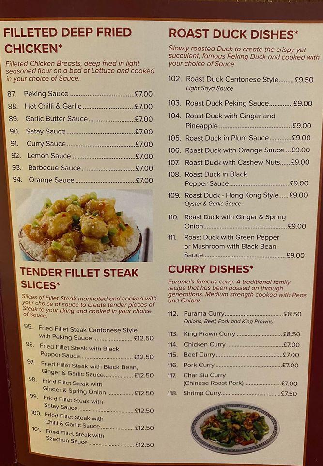 Menu at Furama Cantonese Restaurant, Antrim