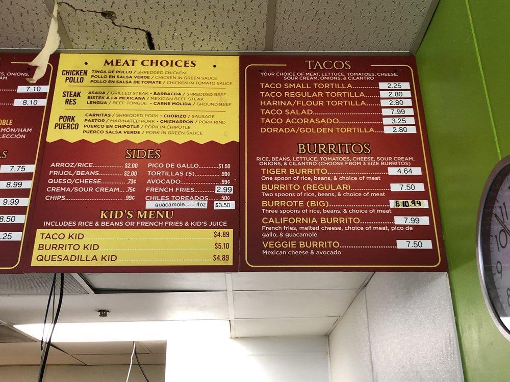 Carta del restaurante Pineda Tacos, Minneapolis, E Lake St