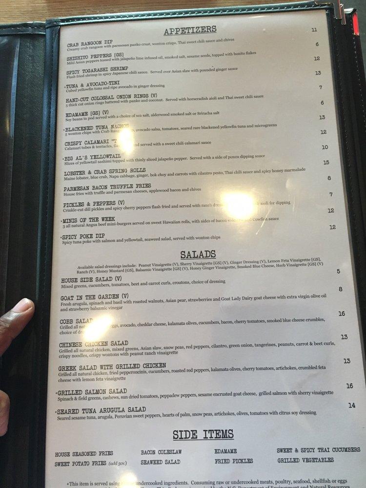 Menu at The Cowfish Sushi Burger Bar, Raleigh