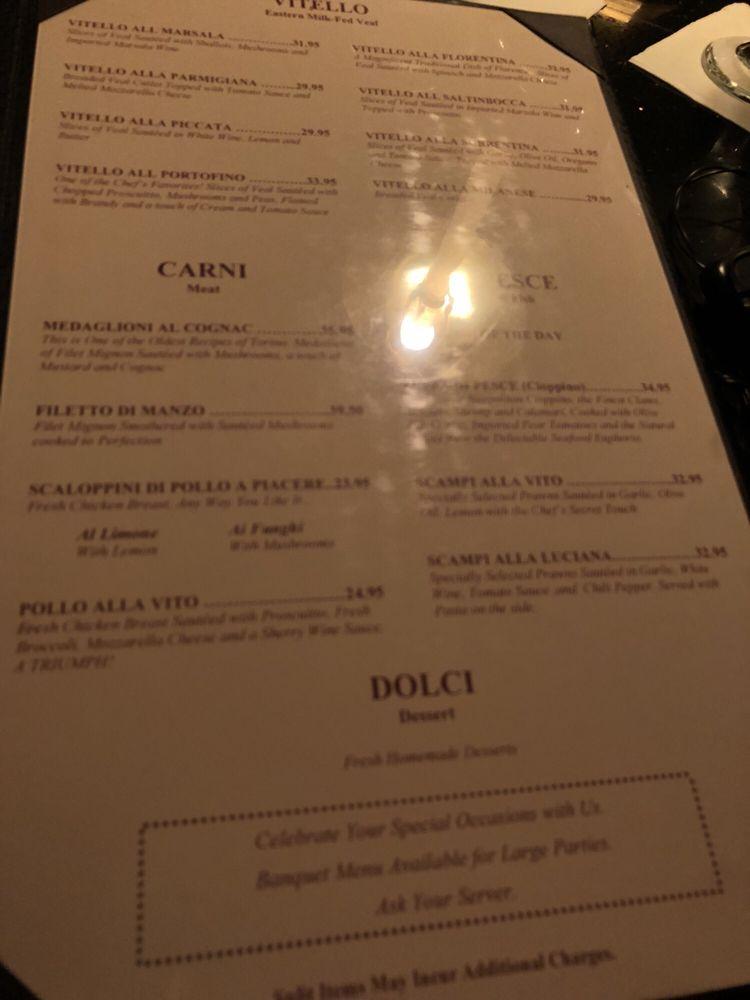 Menu at Vito Restaurant, Santa Monica
