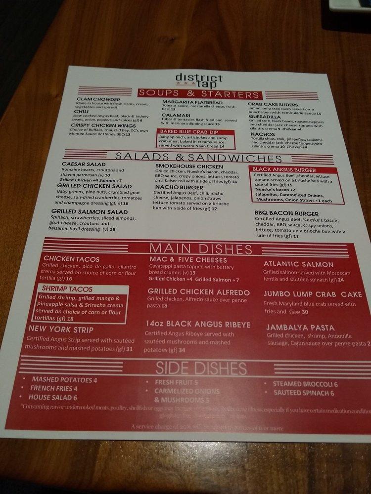 Menu at District Tap pub & bar, Washington