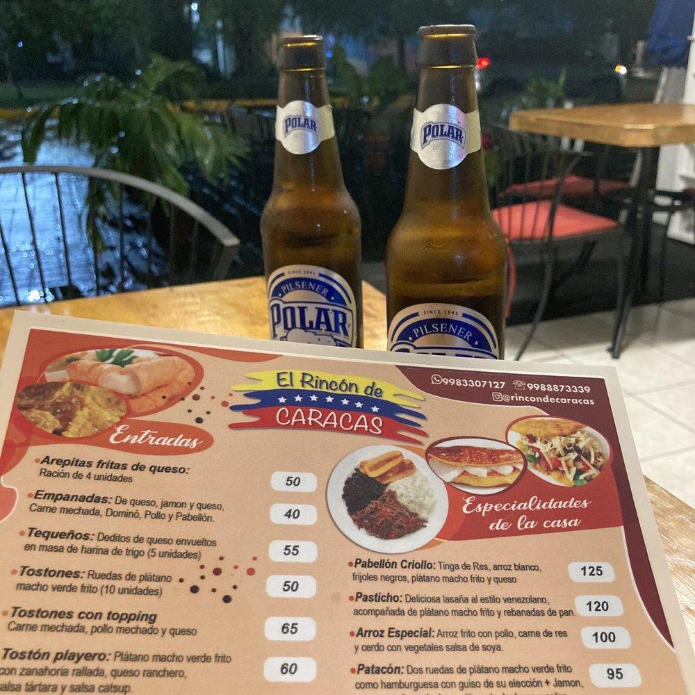 Menu at El Rincón de Caracas restaurant, Cancún, Palenque 101-MZ 1