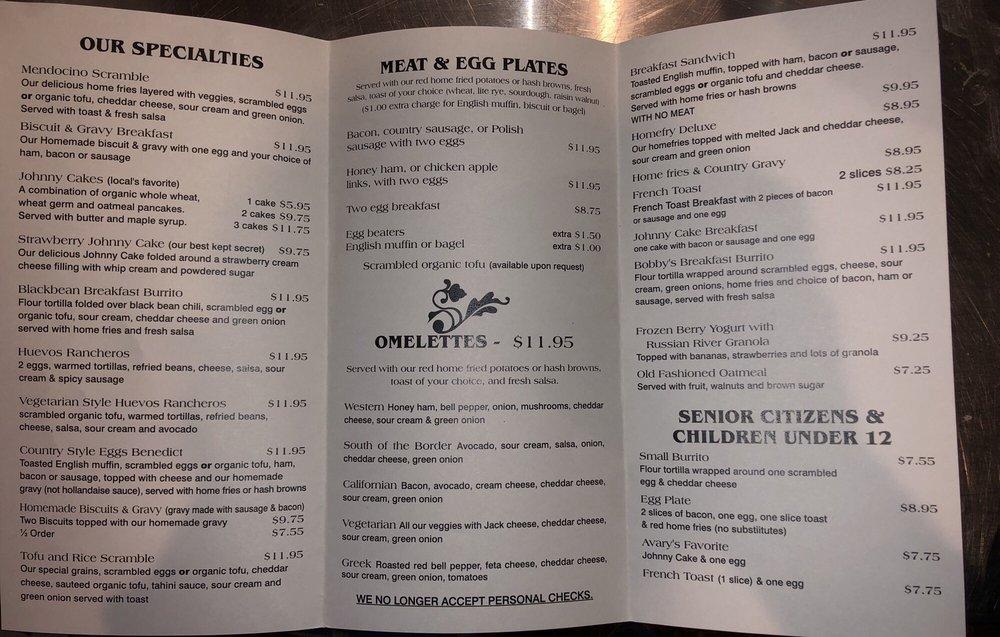 Carta del restaurante Ellie's Mutt Hut, Ukiah