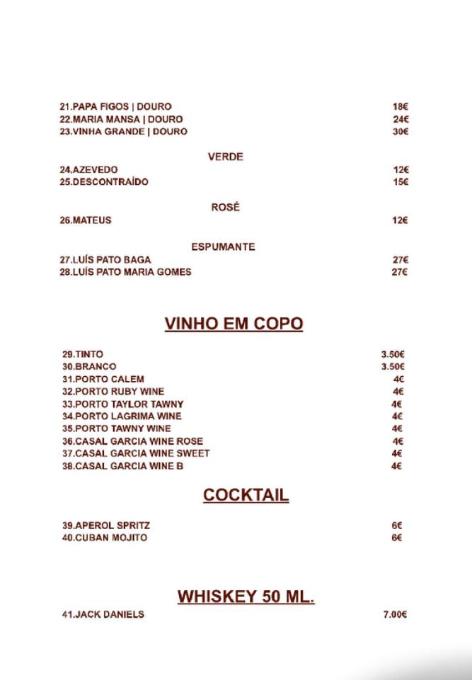 Menu at Food Network Fusion Restaurant, Lisbon