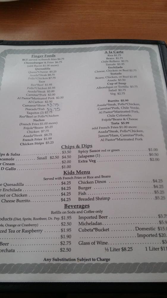 Menu at Jenny's Grill Steak & Mariscos restaurant, Barstow
