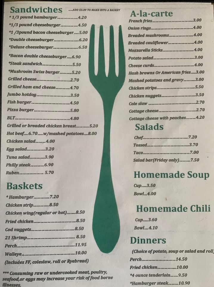 Menu at Laverne & Gail's Diner restaurant, Suring