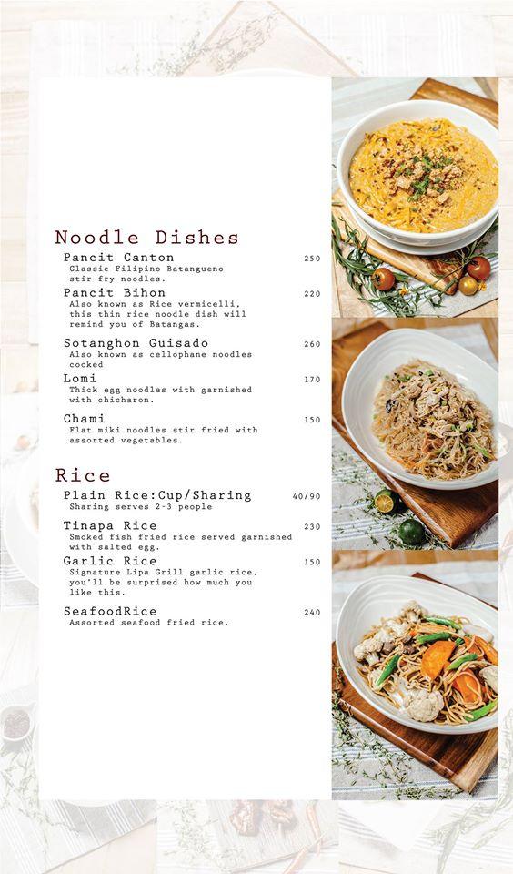 Menu at Lipa Grill restaurant, Makati
